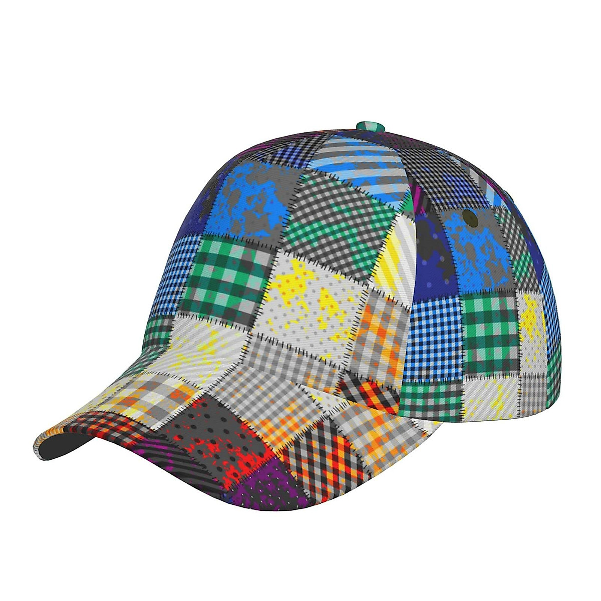 FAYXTIN Patchwork Colors Plaid Colourful Baseball Hat Trucker Cap Dad Hats for Men Women Adjustable Snapback Caps