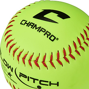 Champro 11" Slow Pitch Practice Softballs with Flat Seams and Durahide Cover, 12 Pack