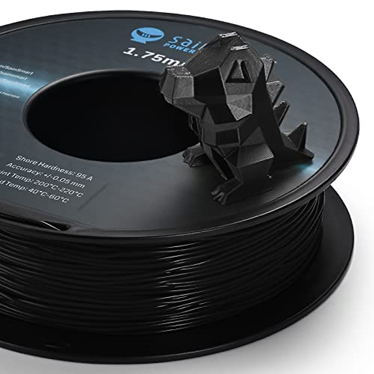 SainSmart TPU Filament 1.75, Blck Flexible TPU 3D Printing Filament, 1.75 mm, 0.8 kg, Dimensional Accuracy +/- 0.05 mm