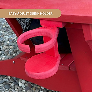 Southern Homewares Adirondack Chair Cup Holder Attachment, Durable Poly Lumber, Adjustable, Ideal for Your Polywood Outdoor Furniture, Red