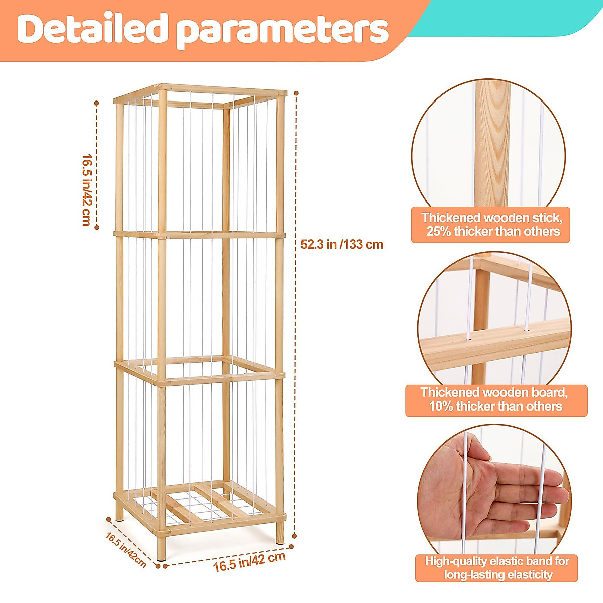 ACEPRUT Wood Stuffed Animal Storage, Space Save Three Tier Vertical Large Stuffed Animal Zoo Organizer for Playroom Bedroom