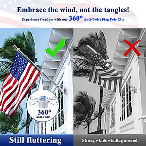 PHITRIC 6 FT Flag Pole for Kit, Tangle Free Spinning Weather Resistant Rustproof Stainless Steel Flagpole Suitable for 3x5 Heavy Garden Flag 1" Dia Flag Pole for House or Outdoor Wall-Mounted