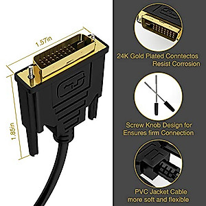 VANDESAIL DVI to Displayport Cable, 10 Feet DP to DVI Gold Plated Adapter Cord, Compatible with PC, Laptop, HDTV, Projector, Monitor and More (10 Ft, Black)