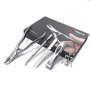 VOGARB 5pcs Large Nail Clippers Set for Thick/Ingrown Nails Toenail and Fingernail Long Handle Trimmer Wide Opening Cutter Heavy Duty Professional Podiatrist Pedicure Tool for Adult Seniors(JCDK5PS)