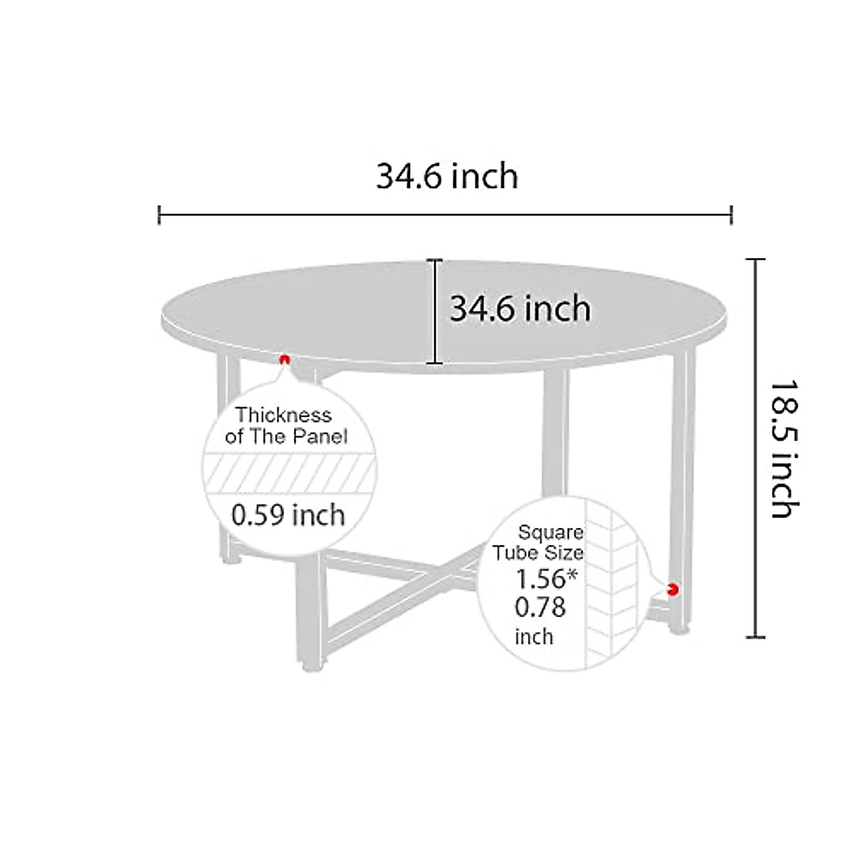 Coral Flower Round Coffee, Industrial Style Cocktail Table, Durable Metal Frame, Easy to Assemble, for Living Room, Rustic Brown