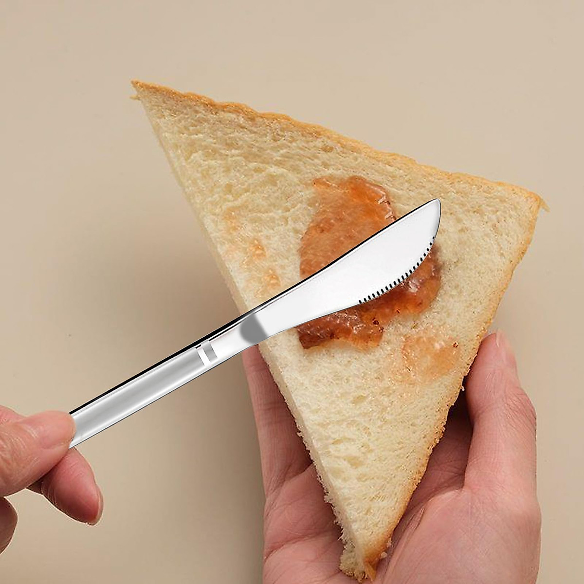 VANRA Small Dessert Knives Set of 6 Stainless Steel Kids Dinner Knife Appetizer Fruit Snack Serving Knives Mini Flatware Set Silverware 5.7inch