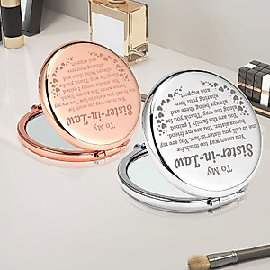 PLITI Sister in Law Compact Mirror Bonus Sister Gift Unbiological Sister Gift to My Sister in Law Inspirational Pocket Mirror (Sister-in-Law CMrg)