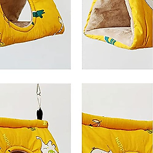 AIRUIFENG Winter Warm Bird Nest House Tent Parrot Hanging Hammock Toy for African Greys Cockatoo Eclectus Amazon Parakeet Cockatiel Conure Budgie Lovebirds Canary Finch Cage Perch (M, Yellow)