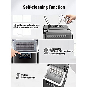 Kndko Ice Makers Countertop,45 lbs/Day/2,000 pcs,2 Way Filling,Self-Cleaning,6 Gears Ice Thickness Control,24H Timer, ice Machine Maker for Home Outdoor RV,Bright Black