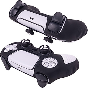 CHIN FAI Controller Grip Cover for PS5, Anti-Slip Silicone Skin Protective Cover Case with 6 Thumb Grip Caps for PlayStation 5 Controller (Black-White)