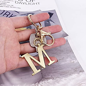 LAXPICOL Gold Letter M Keychain for Women Men Purse Handbags Metal Alphabet Initial Letter Key Ring Keychain