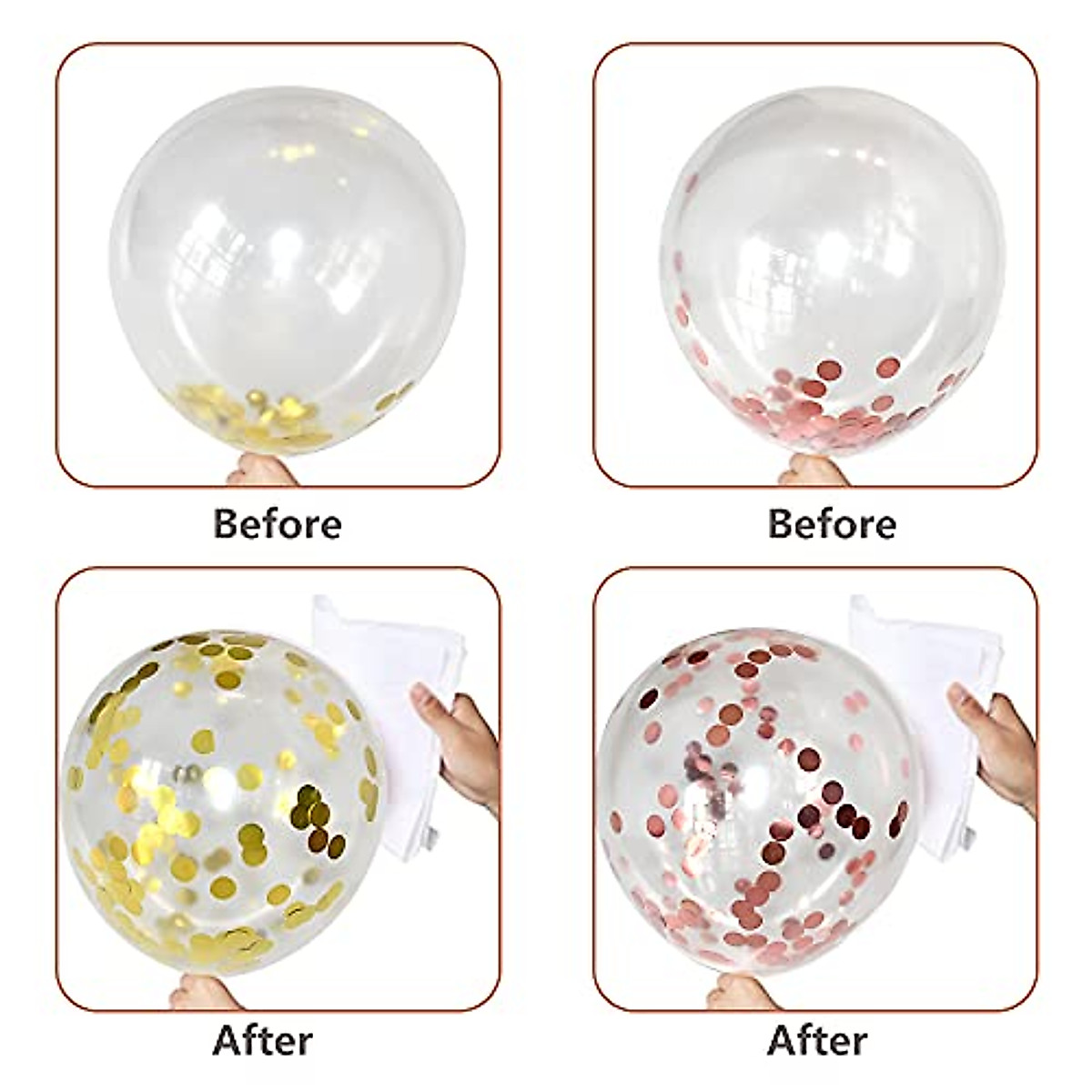 Nobledecor White Rose Gold Confetti Balloons Kit, 60 Pcs 12 inch Metallic Rose Gold Balloons Chrome Latex Confetti Birthday Party Balloons for Birthday Wedding Party Supplies Arch Decoration Baby Shower Graduation Festival Party