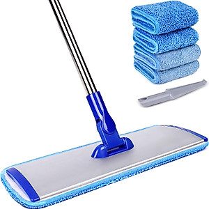 Conliwell Rubber Broom Carpet Rake for Pet Hair, Fur Remover Broom with Squeegee and 18" Professional Microfiber Mop Floor Cleaning System