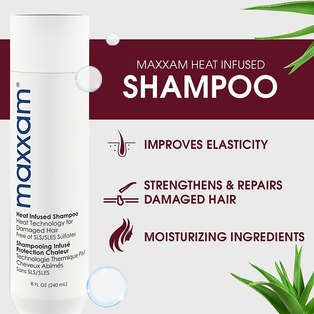 Maxxam Heat Infused Shampoo for Damaged Hair | Strengthen and Repair Damaged Hair | All Hair Types 10 Fl Oz