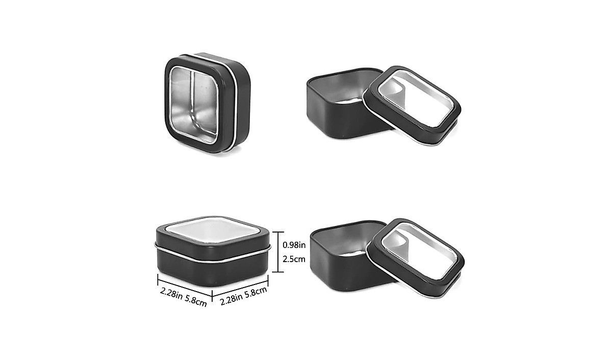 4 Pack Black Tin Box Containers for Small Item Storage