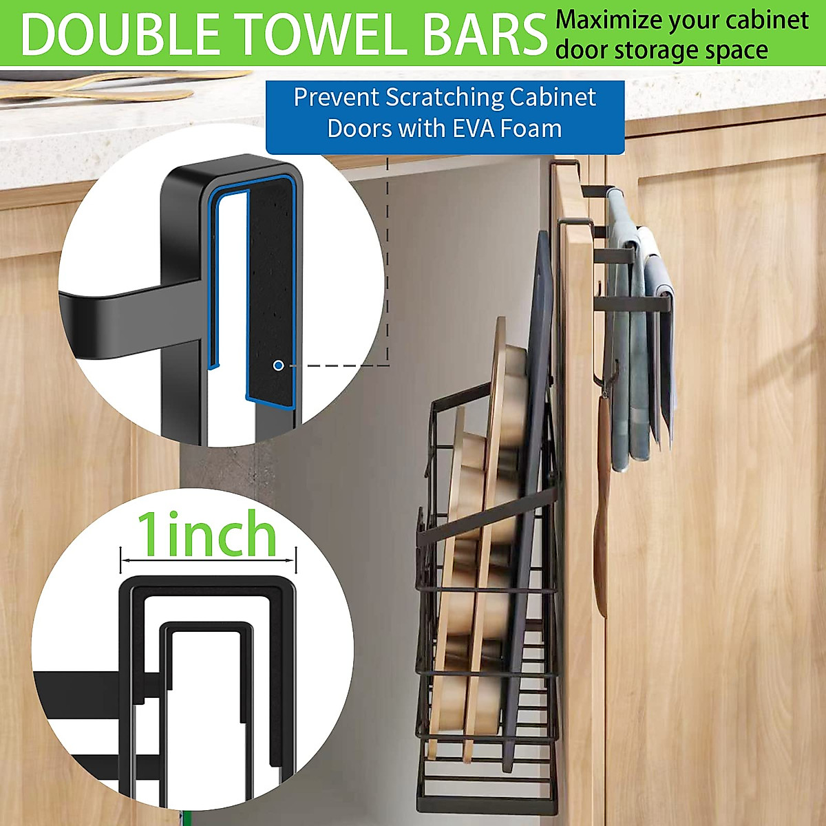 YEEBEIJIM Over the Cabinet Door Organizer 3 Pack, Kitchen Cabinet Organizer Wall Mount Storage Basket for Cutting Board, Grid Storage Basket Holder Rack for Kitchen Pantry Bathroom