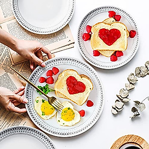 Dinnerware Sets,MEKY Flower Pattern Plates, Service for 6, Glass Plates, Dishes, Bowls, Resist Fracture, Anti-Chip