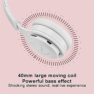 Heave M6 Wireless Foldable Headset Macarons Heavy Bass Bluetooth Gaming Headphone,Wireless Over Ear Headset for Home Office,150 Hours Long Standby Time White
