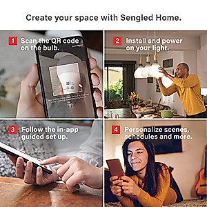Sengled Smart Light Bulbs, A19 Dimmable Smart Bulbs, Works with Alexa and SmartThings, Voice Control with Google Home and Echo with built-in Hub, Soft White 60W Equivalent, Zigbee Hub Required，4-Pack
