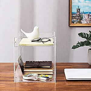 MyGift 2-Tier Clear Acrylic Desk Organizer Document Tray, Home Office Desktop Paper Tray