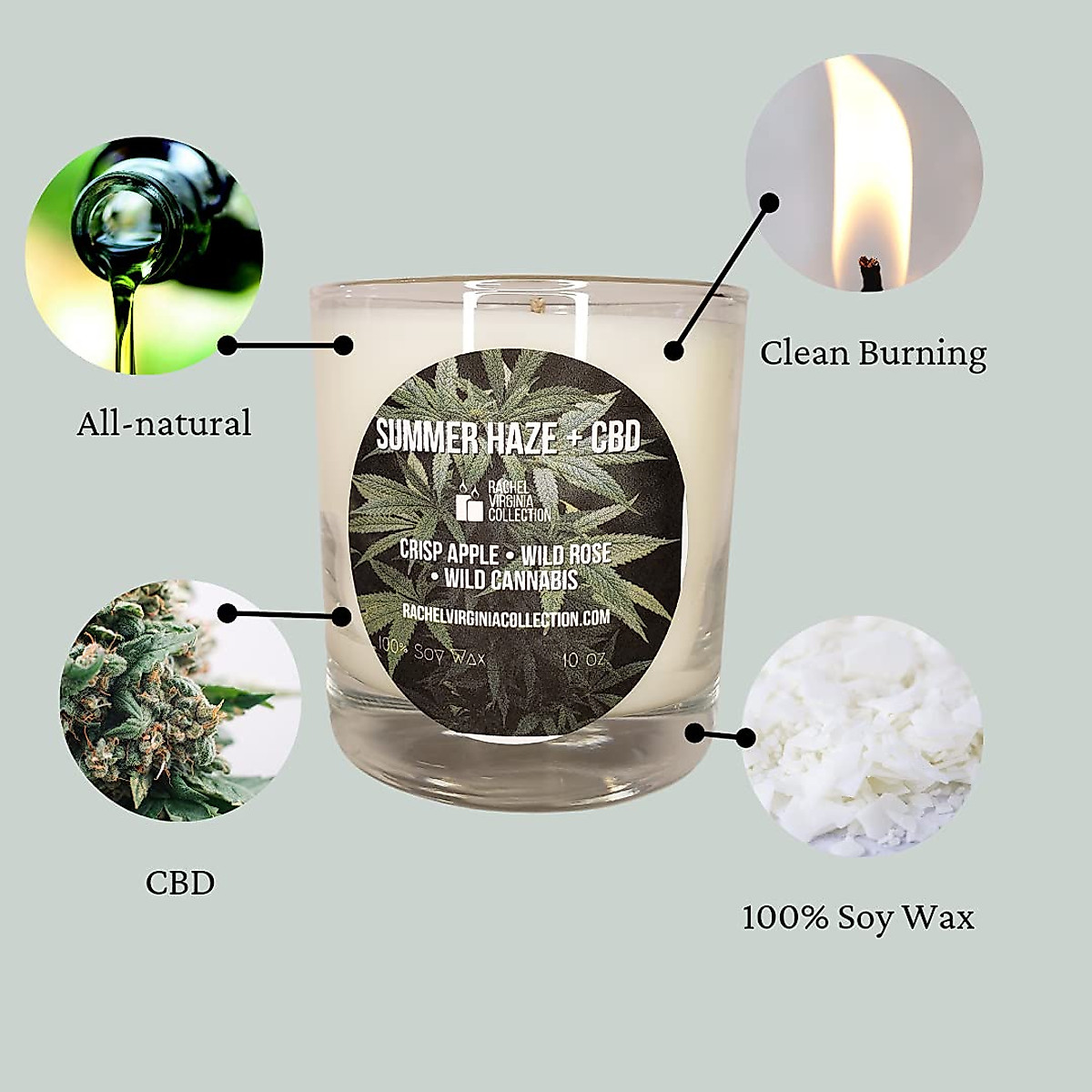 Summer Haze + CBD Soy Candle 10 oz.