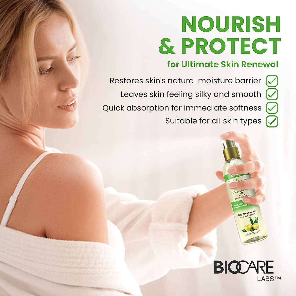 Biocare Skin Renewal Olive Oil Moisturizer for Extra Dry Skin - Nourishing Body Oil with Shea Butter & Vitamin E, Soothes & Hydrates 6.1 oz