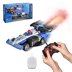 MQDMINI Remote Control Car Toy - Kids Spray Remote Control Formula Racing Car, CH 5 Wheel Drive Spray Car with Lights Boys Girls, F1 RC Race Cars Birthday Gifts for Kids 3 4 5 Years Old（Blue）