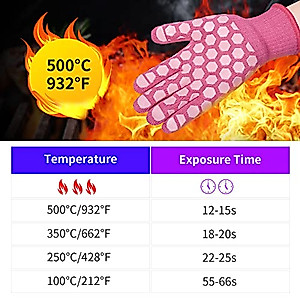 BBQ Gloves Women Oven Mitts: 932°F Heat Resistan Gloves - Grill Gloves for Kitchen Cooking Pot Holders