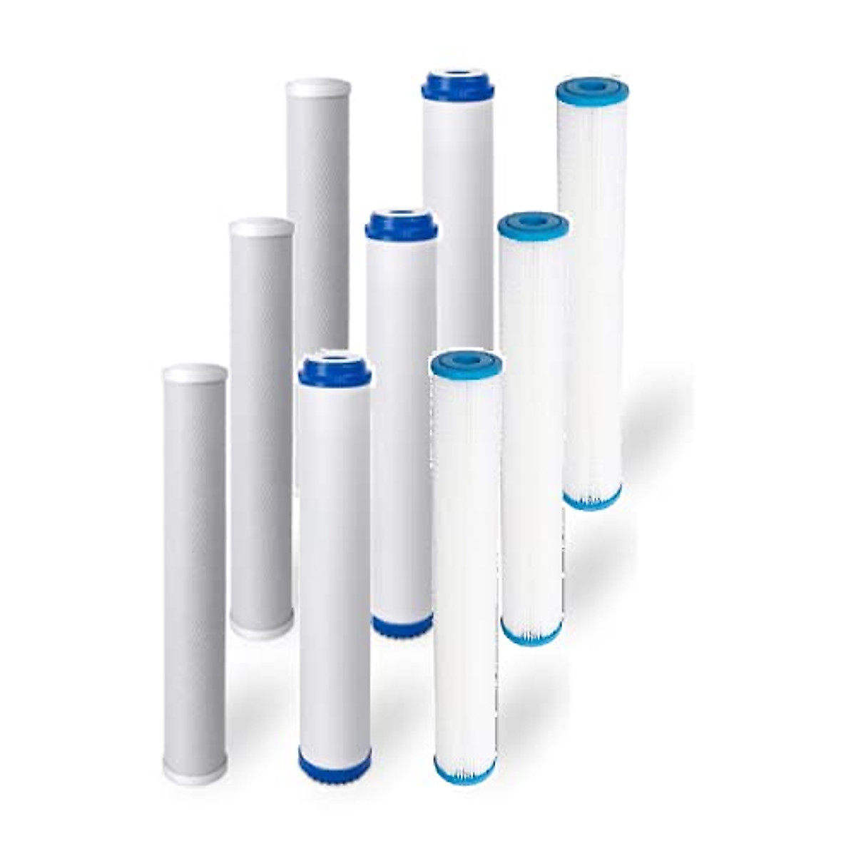 PACK OF 9: Replacement Slim Blue 20" Pre-Filters/Cartridges for Commercial Reverse Osmosis RO Water Filtration Systems | 2.5" x 20" Sediment, Carbon Block, GAC Filter