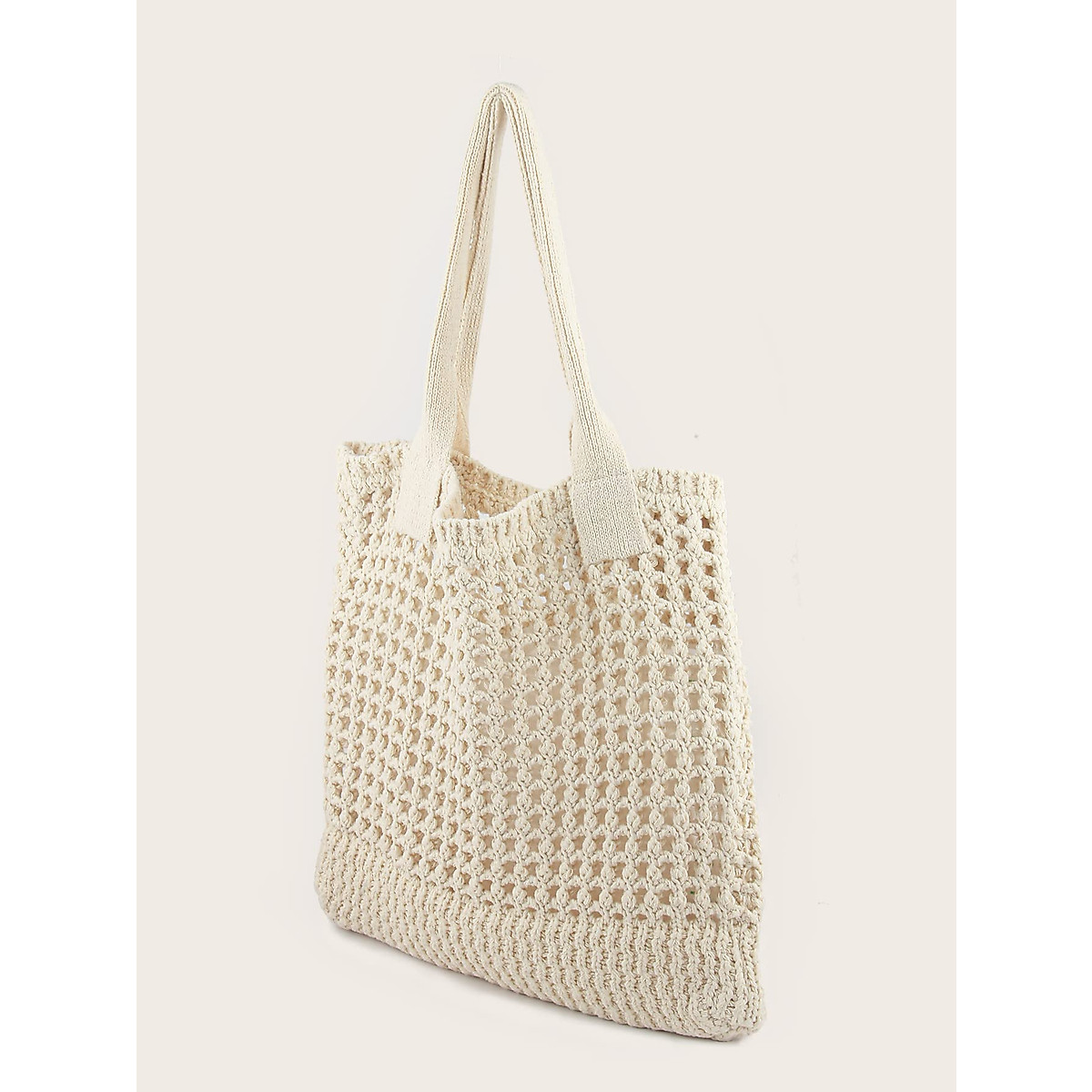 ENBEI Womens Large Beach Tote Bags Shoulder Handbags knit bag Tote bag aesthetic for Beach Crocheted tote cute Tote bags (white)