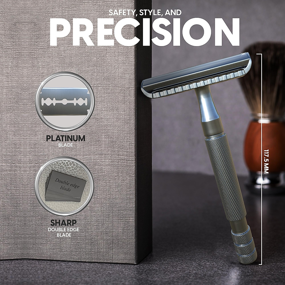 VETERAN OWNED COMPANY. Safety Razor, single blade, Chrome Double Edge Safety Razor, with 10 Platinum Coated Double Edge Safety Razor Blades. This shaver will last a lifetime.