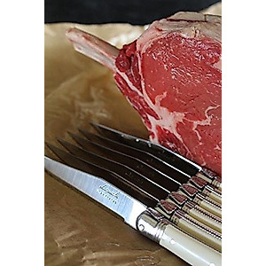 Laguiole France, Jean Neron Set of 6 Knives with Ivory Platine Handles in Presentation Box