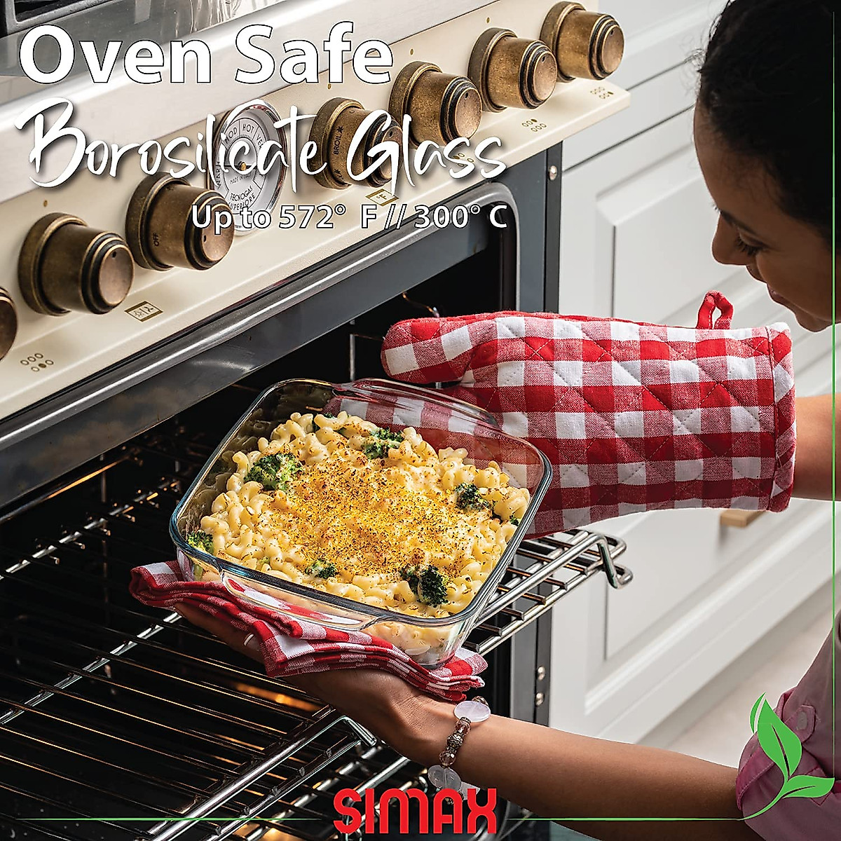 Simax Glass Roaster Dish, Large Square Roaster Pan For Baking And Cooking, Oven and Dishwasher Safe Cookware, 1.5 Quart Casserole Oven Pan