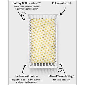 Little Sleepies Fitted Crib Sheet - Buttery Soft Bamboo Viscose Crib Sheets, Toddler Bed Sheet, Standard Crib and Toddler Mattress Sheet, Super Stretchy, Fully Elasticized, Sunshine