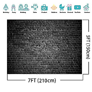 AIIKES 7x5FT Black Brick Backdrop Brick Wall Backdrop for Photography Baby Shower Birthday Party Decoration Backdrop Photo Studio Props11-894