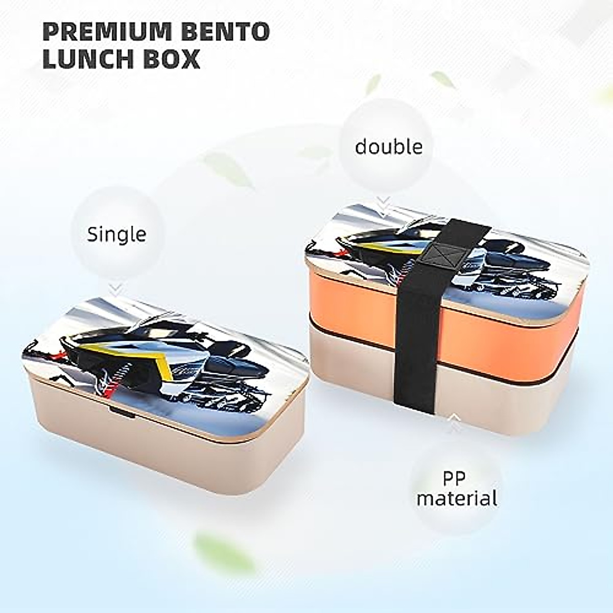 Advanced Snowmobile Adult Lunch Box, Bento Box, With Cutlery Set Of 3, 2 Compartments, Rectangular, Lunch Box For Adults