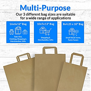 Reli. Paper Bags w/Handles, Kraft | Assorted Large Sizes | 75 Pcs (25 Bags Per Size) - Bulk | 8x4.25x10-10x5x13-16x6x12 | Brown Paper Bags Combo Pack | Retail Bags/Shopping Bags, Gift Bags