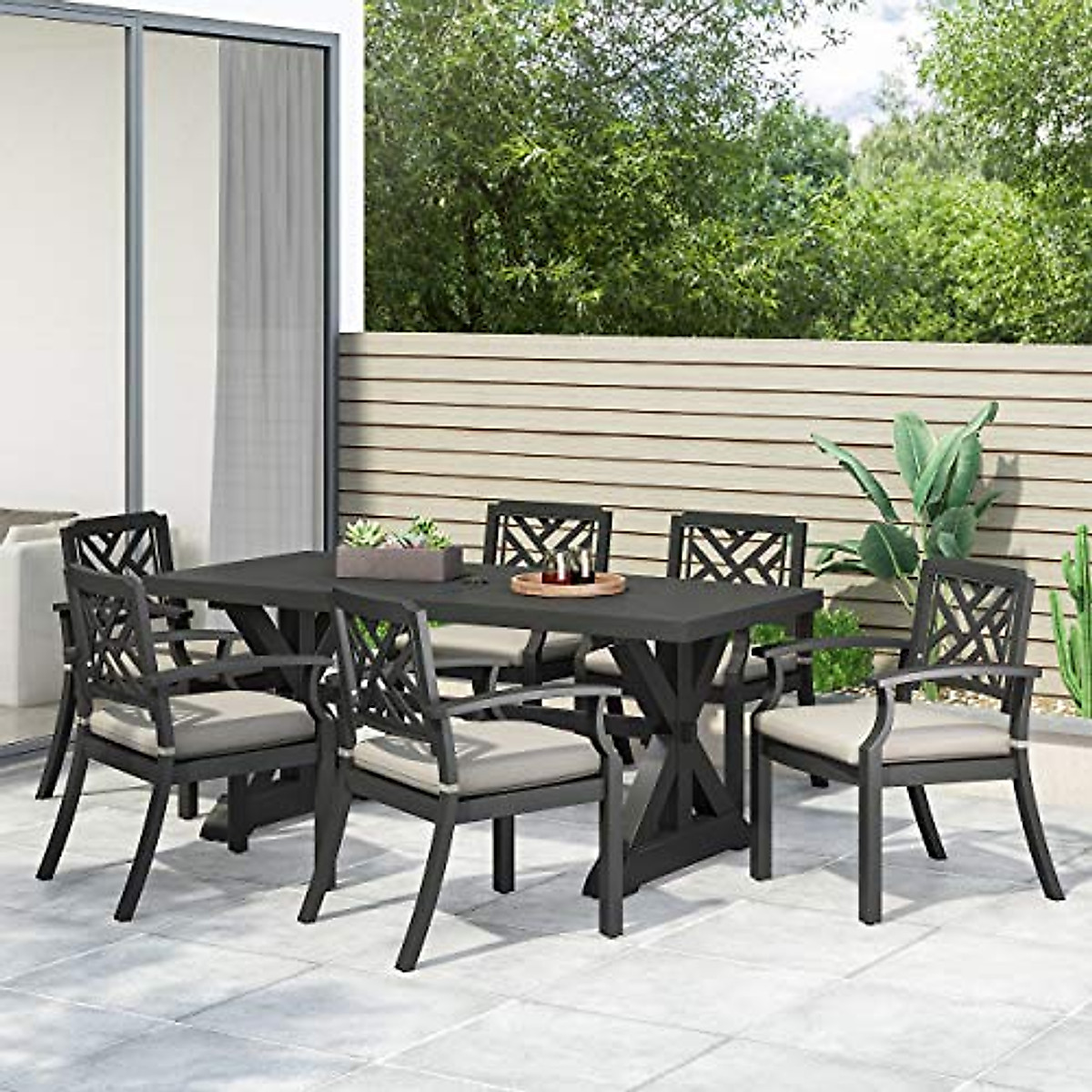 Christopher Knight Home 314009 Waterford Dining Sets, Antique Matte Black + Light Beige