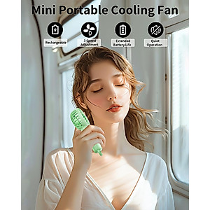 Nhpoi Mini Fan, Mini Handheld Fan, Small Cute Design Portable Fan with 3 Powerful Wind Speed, Battery Operated, USB Rechargeable, 9 Hours Long Working Time, Pocket Size for Travel