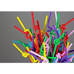 400 Count 10.2 Inch Colorful Flexible Plastic Drinking Straws,Bendable Long Thick Disposable Artical Straws,for Party,for Use with Any Jumbo Cup or Water Bottle,BAP Free,Diameter 0.24 inch
