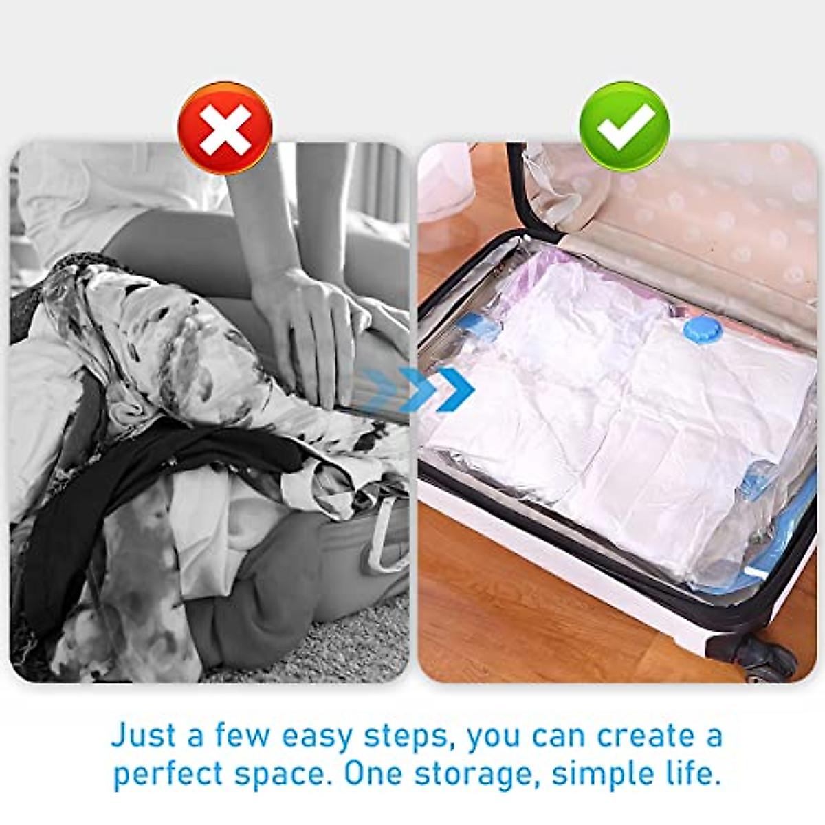 Oubyu Premium Vacuum Compression Bag With 80% More Storage Bag Space. Storage Bag For Quilts, Clothes, Blankets And More. Includes Packing Travel Clothes, Moving Supplies, 10 Packs With Air Extraction Tool (Size: 50cm*70cm)