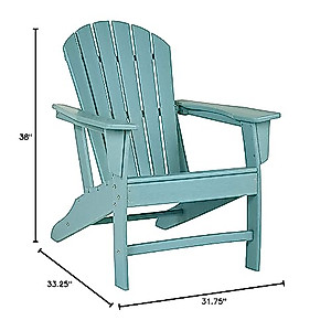 Signature Design by Ashley Sundown Treasure Outdoor Patio HDPE Weather Resistant Adirondack Chair, Blue