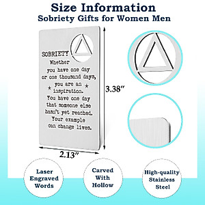 clesellix Sobriety Gifts for Women Men, Sobriety Gift Card Metal Wallet Insert Card, Addiction Recovery Gift AA Gift NA Gift 12 Step Gifts, Sober Anniversary Birthday Christmas Keepsake WSOC1