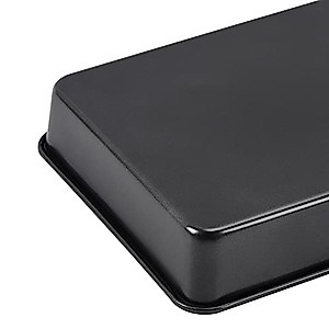 CAMOFOXIN Nonstick Roasting Pan, Deep Baking Pan Set, Large Cake Pan Sets for Oven, 3-Piece Brownie Pan （Black）