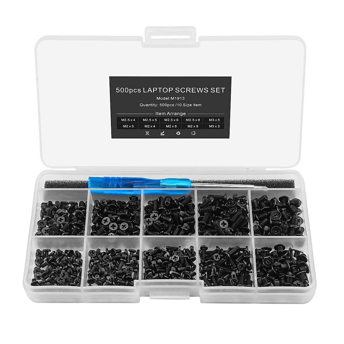 Mcsher 500pcs Laptop Notebook Screws Set for IBM HP Dell Lenovo Samsung Sony Toshiba Acer Gateway Screw Assortment Kit – with Screwdriver