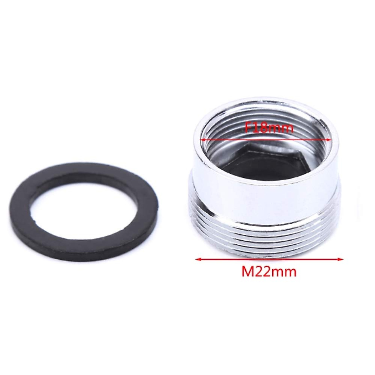 2pcs Metal Faucet Adaptor, TOOLSTAR Tap Aerator Connector Brass Thread Solid Metal Kitchen Tap Connector (18mm Female - 22mm Male)