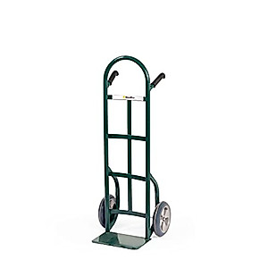 HaulPro Heavy Duty Hand Truck with Double-Grip Handle - Steel Dolly Cart for Moving - 800 Pound Capacity - 10" - Rubber Wheels - 50" H x 18.5" W with 14" x 9.5" Nose Plate - Green