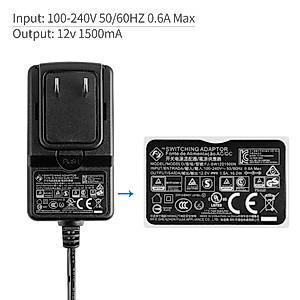 Feelworld DC 12V 1.5A Switching Power Supply Home Power Adapter for 100V - 240V AC 50/60Hz for Feelworld F570 T7 T756 FW759 FW759P FW760 FW789 G70 Etc (Black)