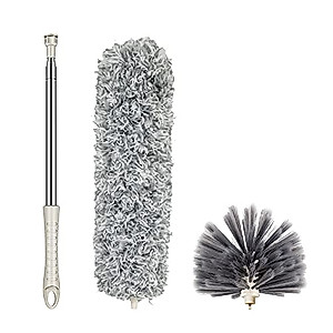 Atopov Microfiber Duster for Cleaning Extendable Duster Collector Head Bendable Washable with 100-inch Stainless Steel Extension Pole Lint Free Dusters，Roof, Ceiling Fan, Blinds, Cobwebs