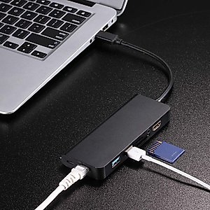 Jiali USB-C 4K Hub Converter Type-c Turn hdmi Gigabit Network Card Multi-Function Converter HDMI+RJ45+PD+Audio+USB3.02+SD+TF Eight-in-one Expansion Dock Multi-Function HUB(Silver Gray)